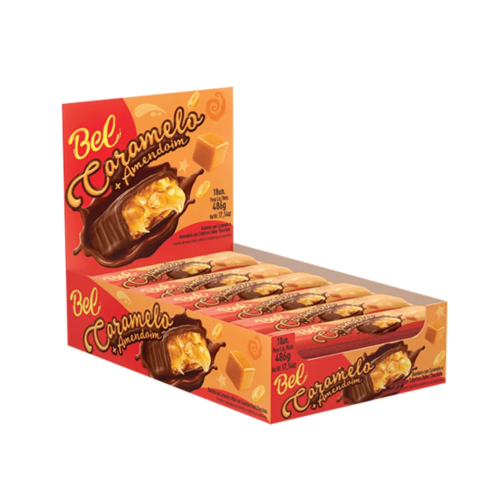 Bel Chocolate C/18 Mega Caramelo E Amendoim - Distribuidora Pão de Mel ...