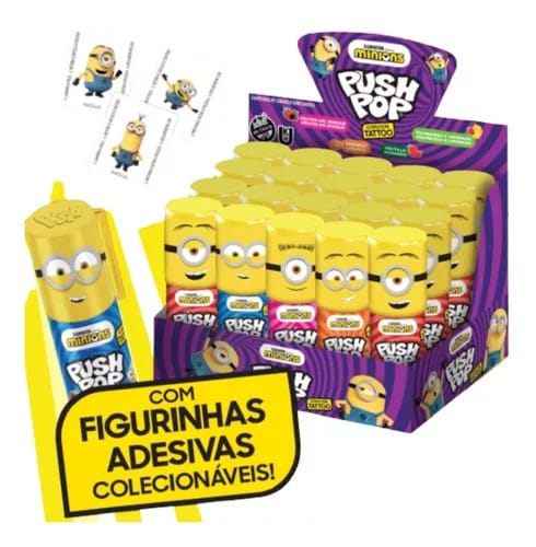 Pirulito Push Pop Minions com 20 unidades - Pão de Mel
