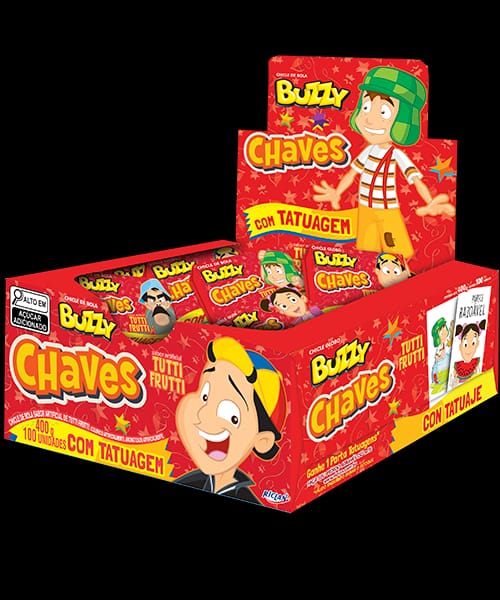 Chicle Buzzy C/90 Chaves sabor tutti fruti com tatuagem - Distribuidora ...